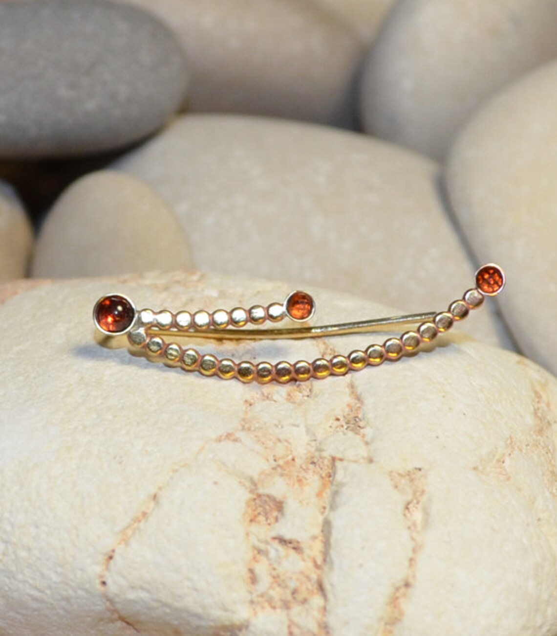 Gold EAR CLIMBER Earring // Ear Pins - Ear Sweep - Ear Crawler - Garnet ...
