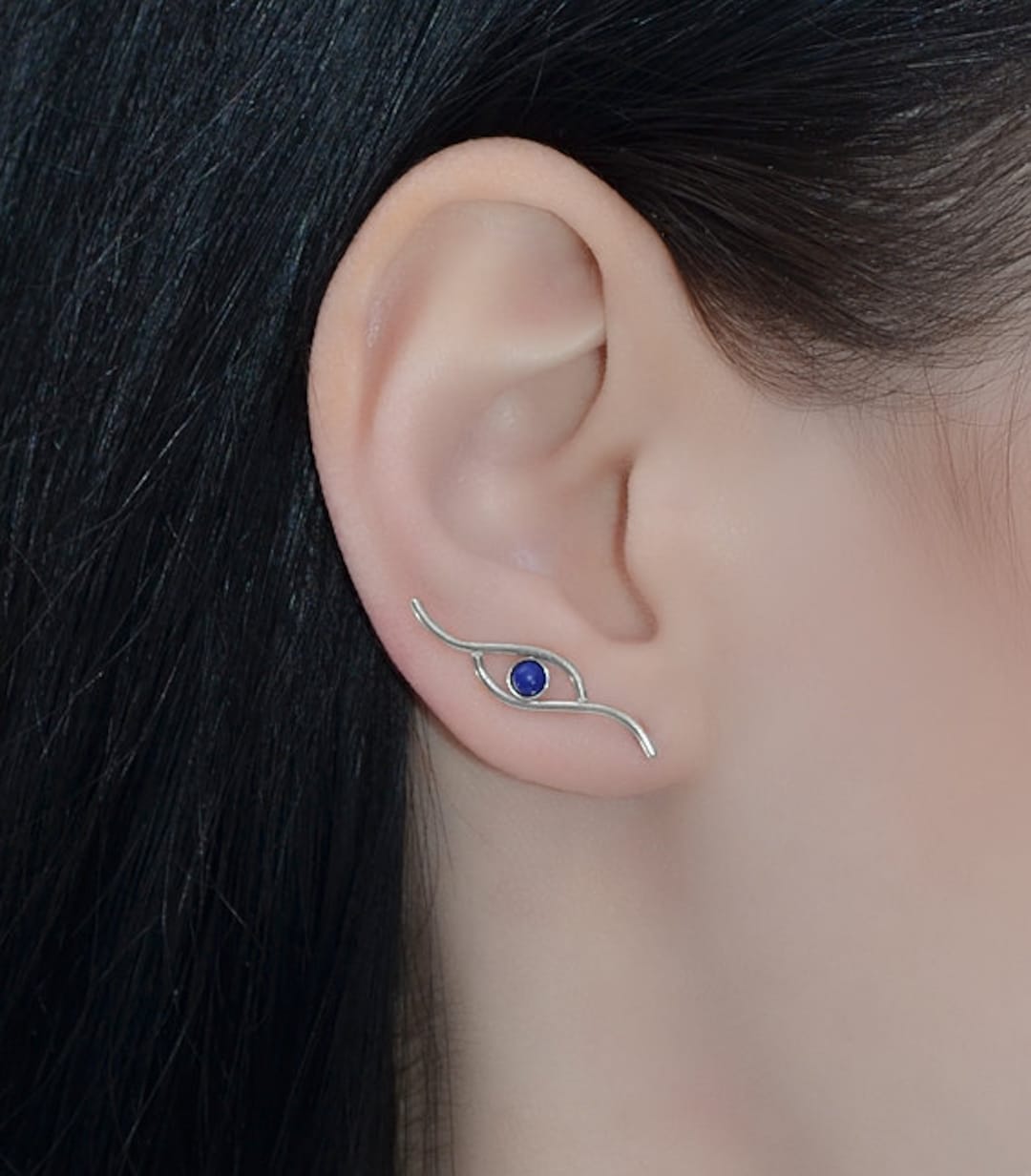 Silver EAR CLIMBER Earring // Ear Pins - Ear Sweep - Ear Crawler - 3mm ...