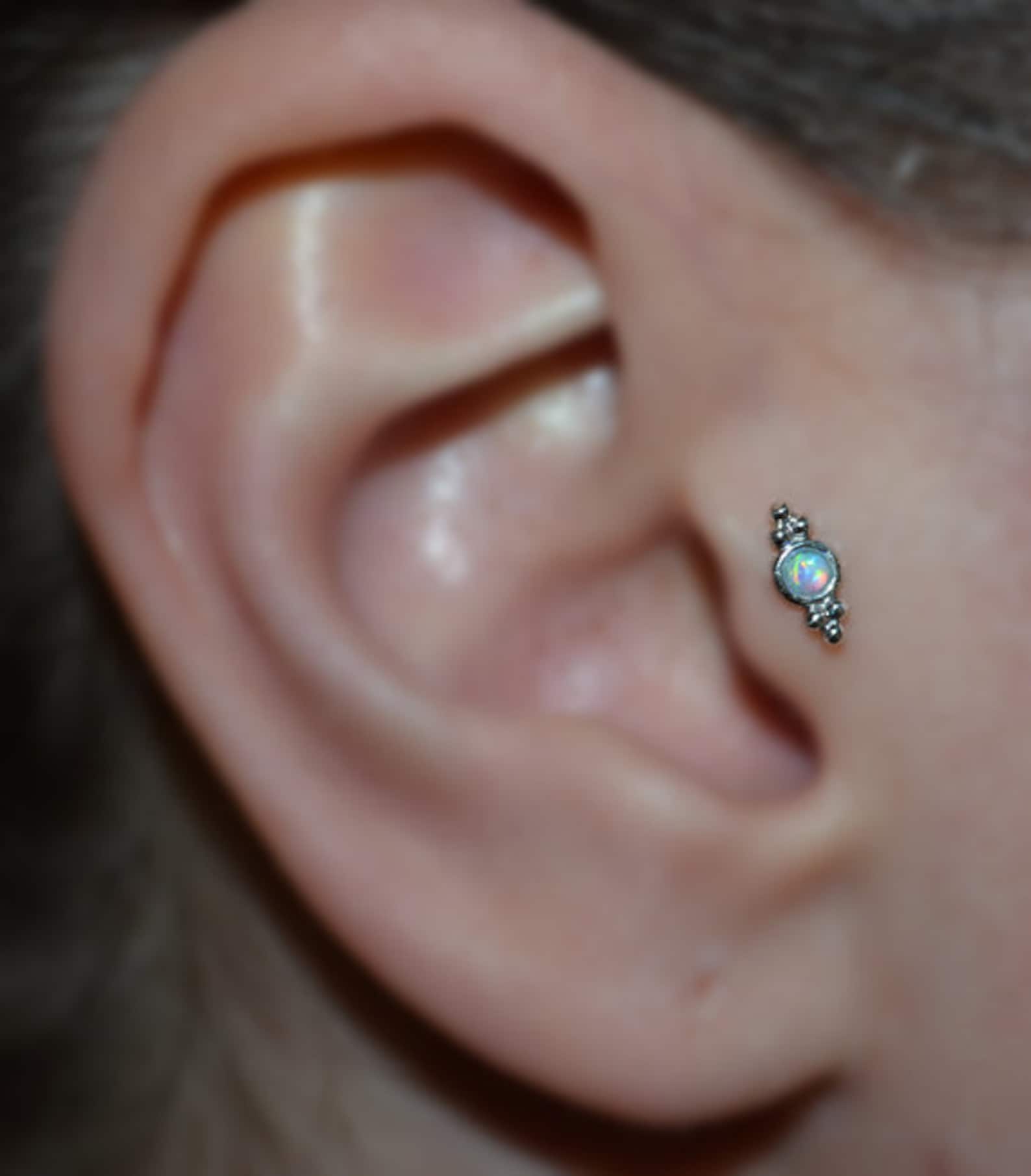 Silver NOSE STUD // Light Blue Opal Nose Ring Forward Helix - Etsy