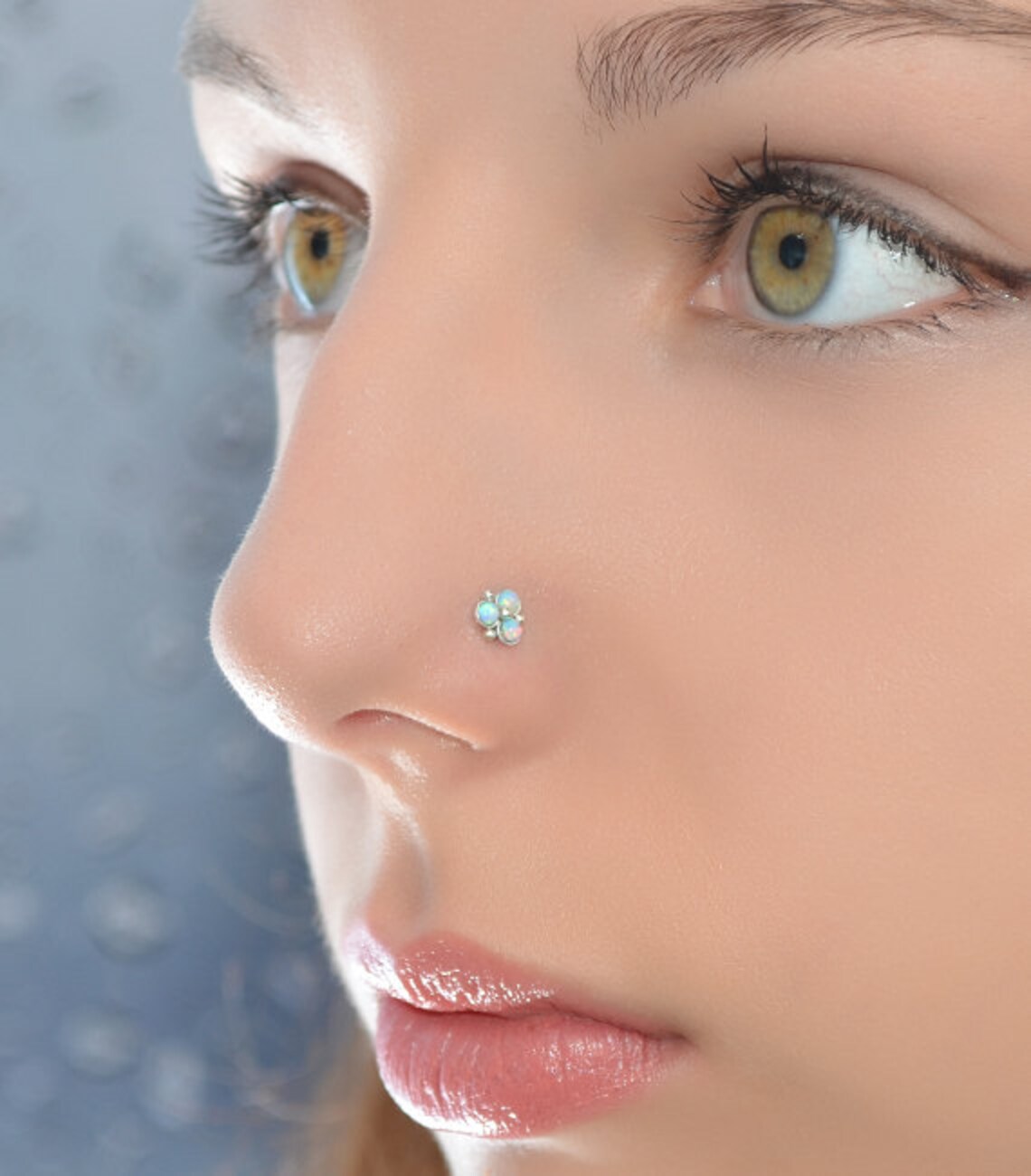 2mm Blue Opal NOSE STUD // Silver Nose Piercing - Helix Jewelry ...