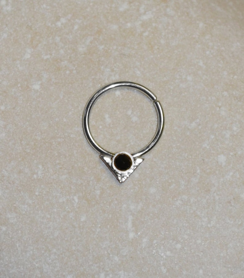 2mm Onyx SEPTUM RING // Silver Septum Piercing Small Nose - Etsy