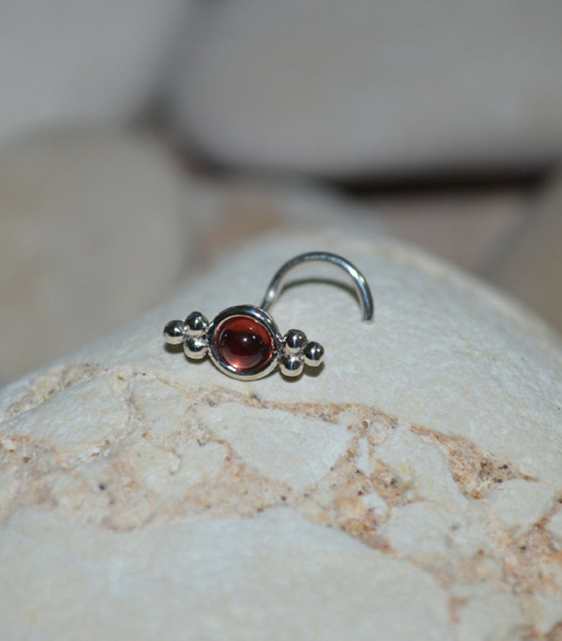 3mm Garnet TRAGUS STUD // Silver Nose Ring Stud Tragus - Etsy
