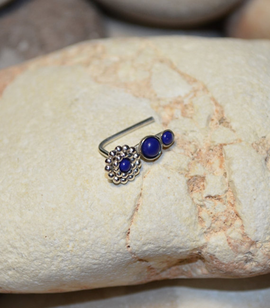 Silver EAR CLIMBER Lapis Lazuli // Lapis Lazuli Ear Pins | Etsy