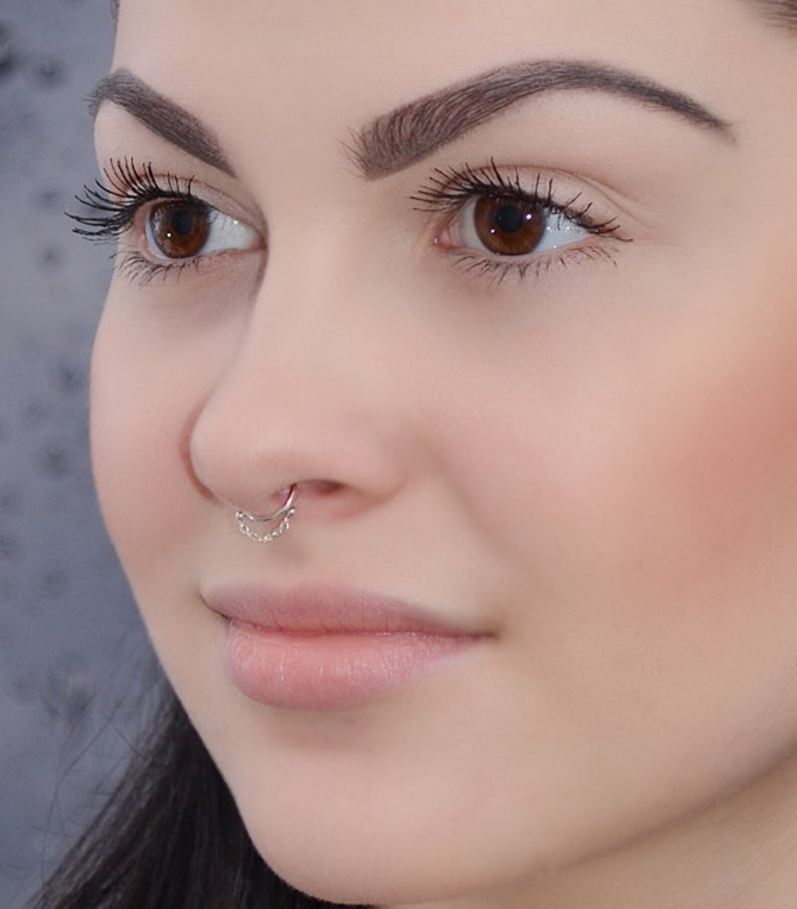 SEPTUM RING // Silver Septum Piercing Small Nose Ring | Etsy