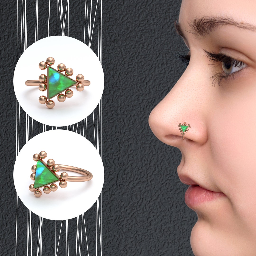 Surgical Steel Nose Ring Hoop, Opal Nose Piercing Jewelry, Nose Hoop ...