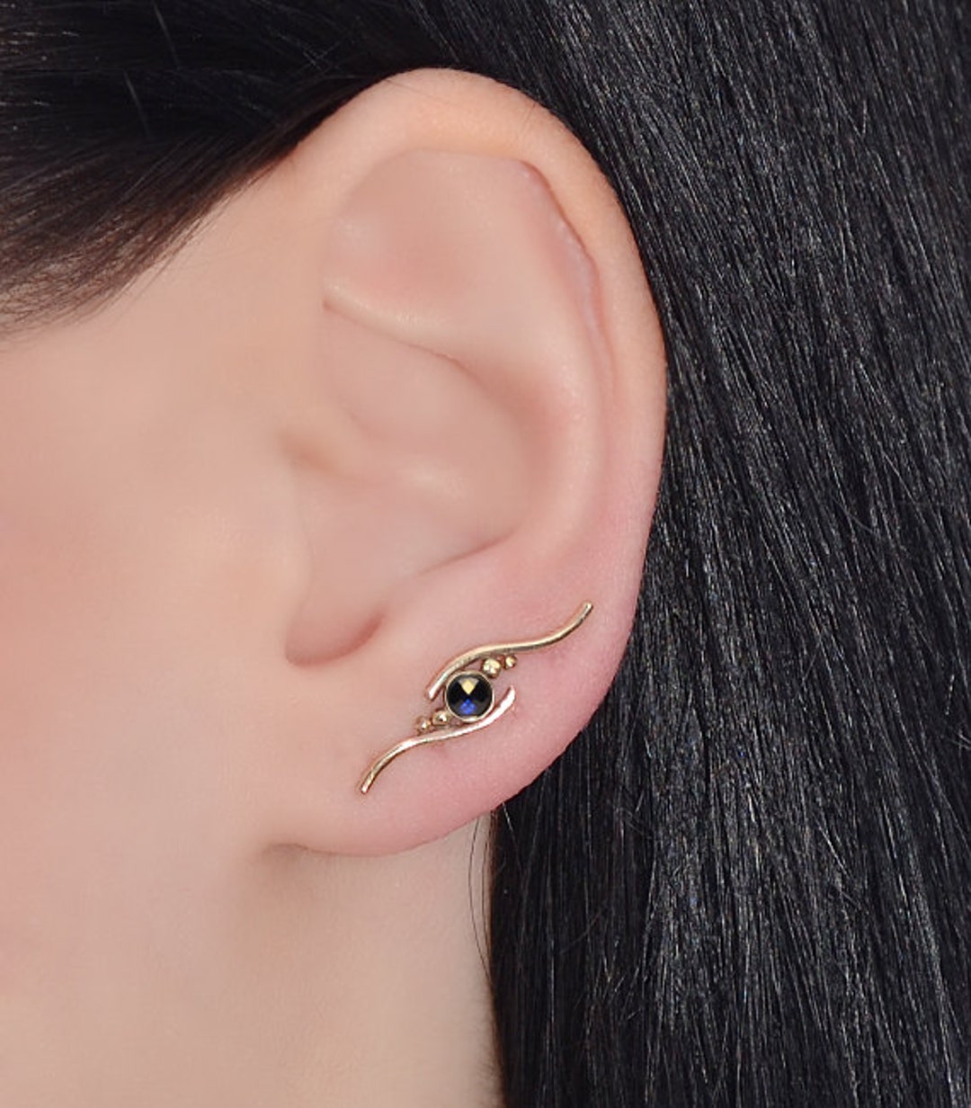 Gold EAR CLIMBER Earring // Ear Pins - Ear Sweep - Ear Crawler - 3mm ...