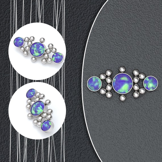 Surgical Steel Dermal Top Opal Dermal Piercing Microdermal | Etsy