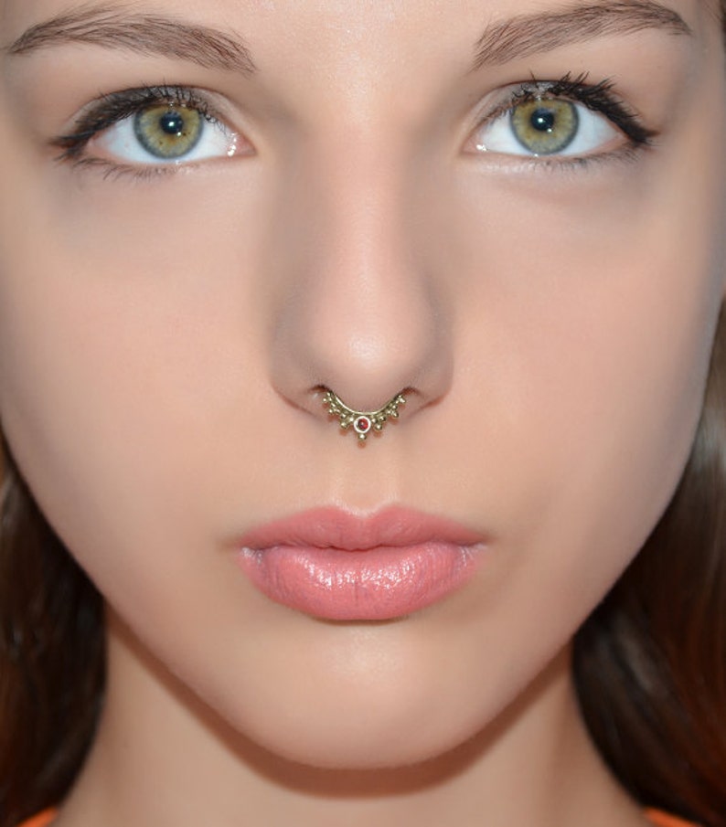 2mm Opal SEPTUM RING // Gold Nose Ring Hoop 16 Gauge Forward - Etsy