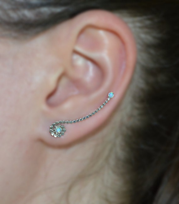 Silver EAR CLIMBER Earring // Ear Pins Ear Sweep Ear - Etsy