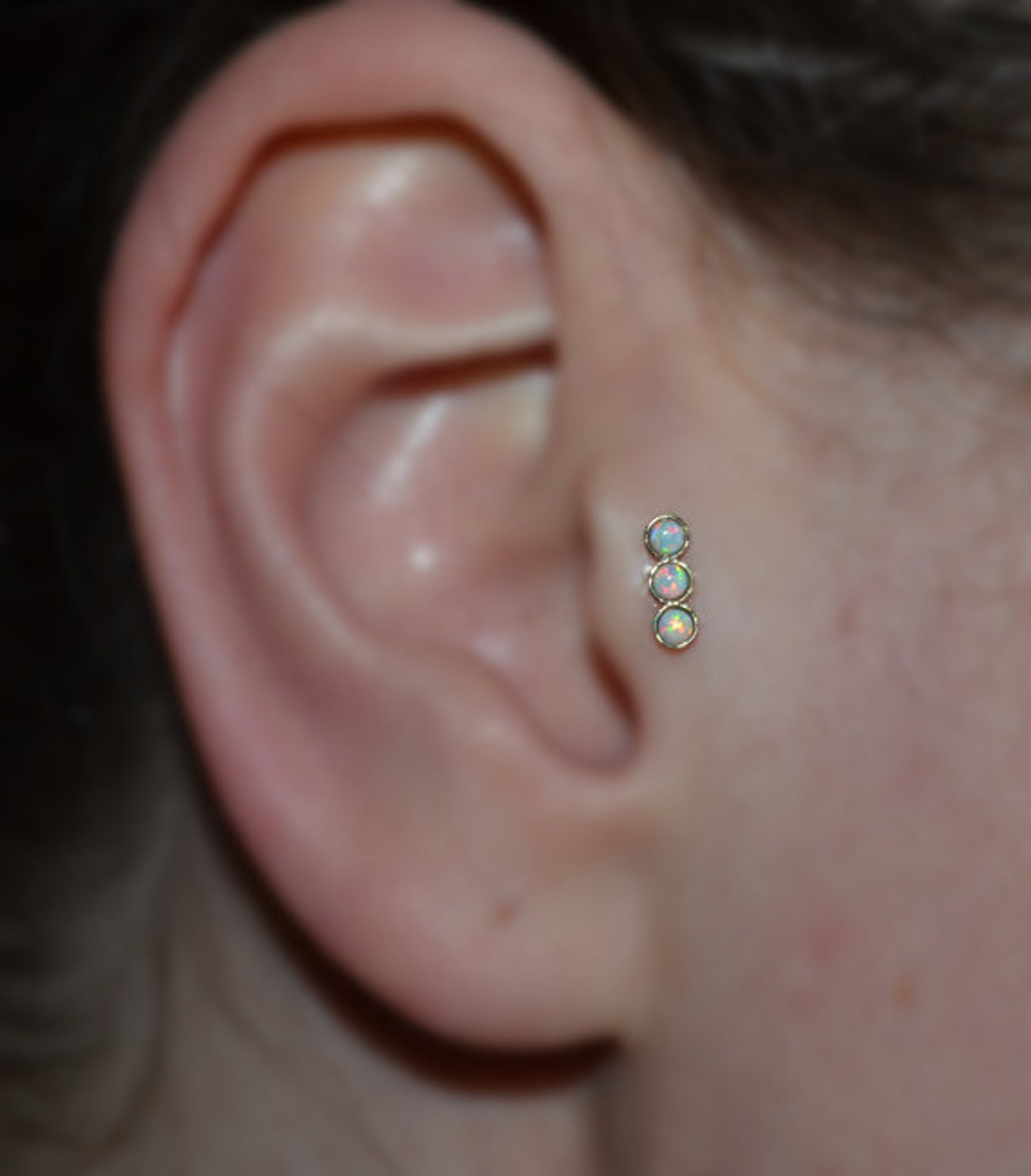 Gold TRAGUS STUD White Opal // Nose Stud - Tragus Earring - Forward Helix Earring - Nose Ring ...