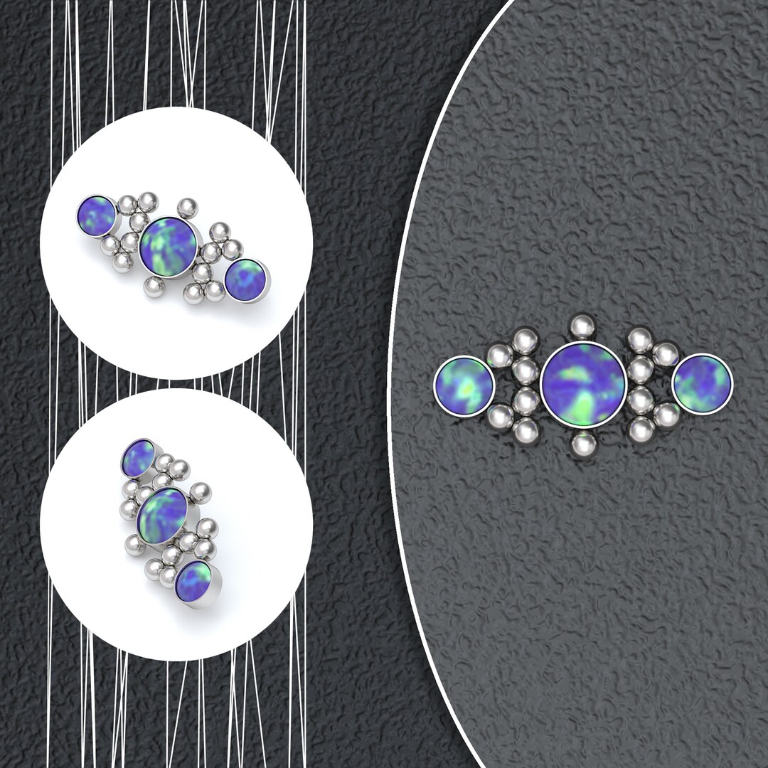 Surgical Steel Dermal Top Opal, Dermal Piercing, Microdermal Top ...