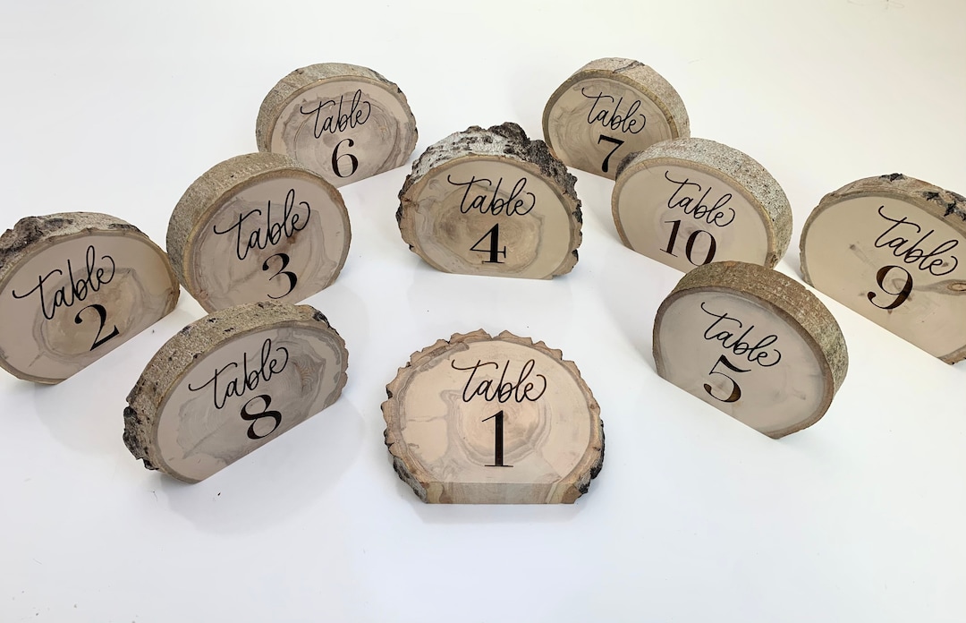 Engraved Wedding Table Numbers - Rustic Table Decor - Wooden Table ...