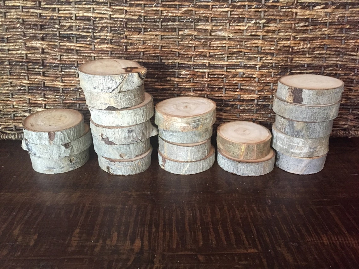 Set of Aspen Chunks (3-4") Wood Slices - Rustic Wedding Decor - Wood ...