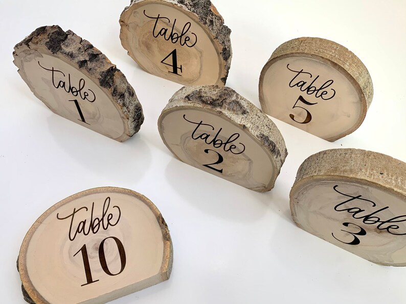 Engraved Wedding Table Numbers Rustic Table Decor Wooden | Etsy