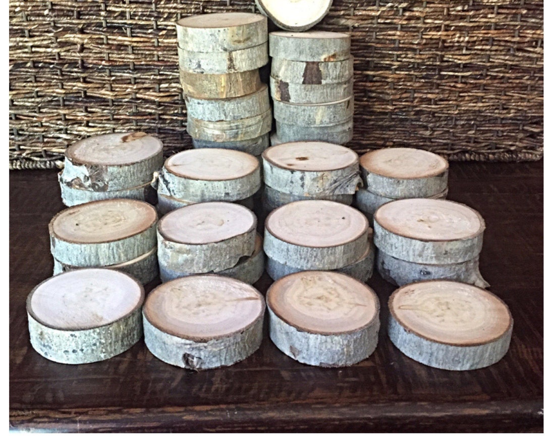 Set of Aspen Chunks (3-4") Wood Slices - Rustic Wedding Decor - Wood ...
