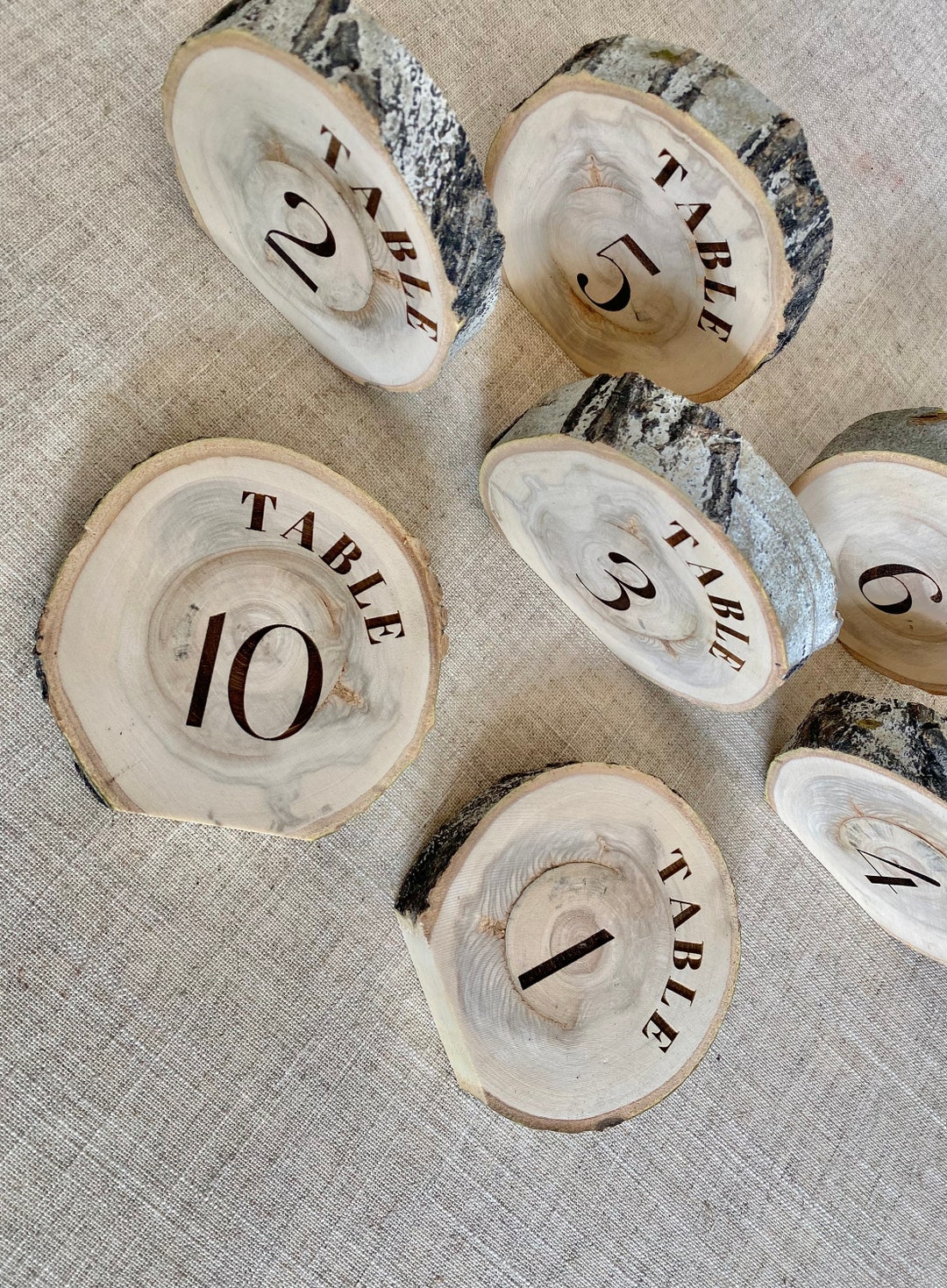 Engraved Wedding Table Numbers Wooden Log Table Numbers Wedding ...