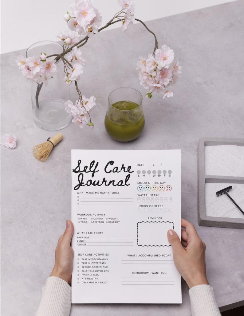 Self Care Journal Printable | Daily Wellness & Mental Health Tracker ...