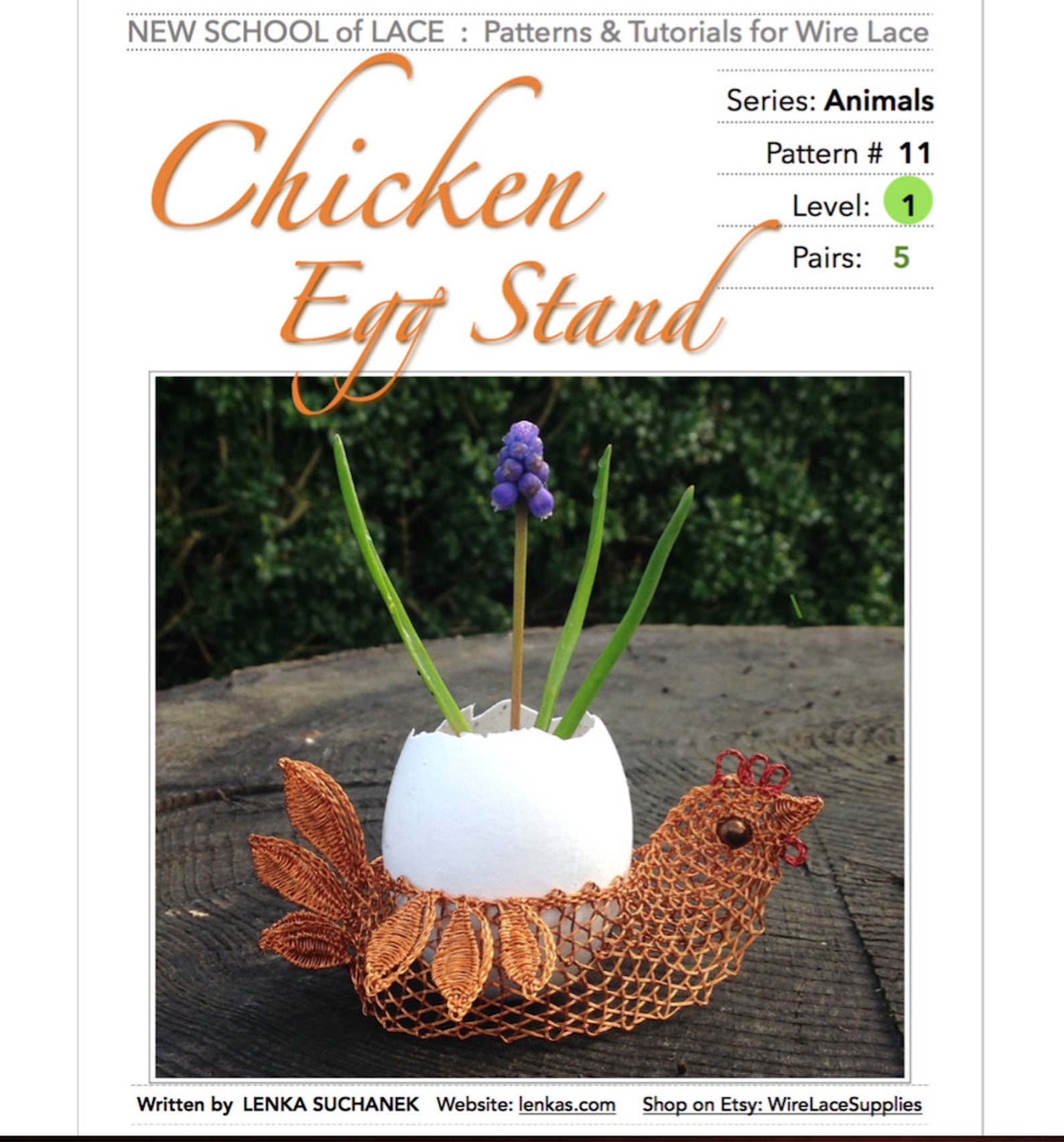 Chicken Egg Stand Pattern & Tutorial for Wire Lace : Step-by-step ...