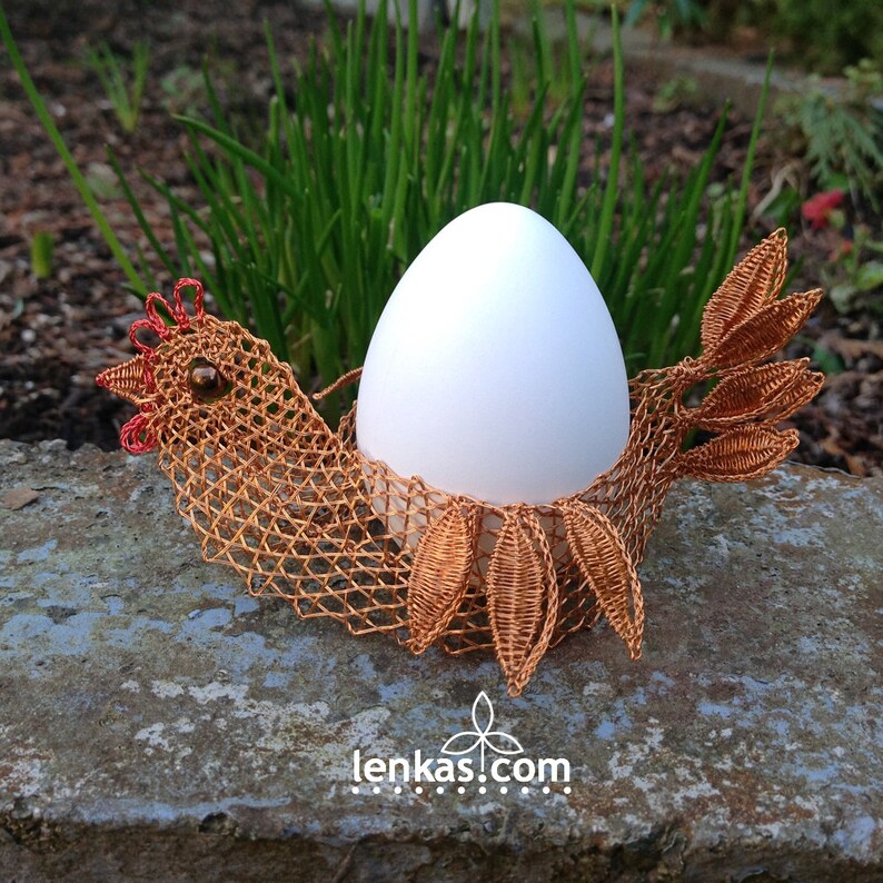 Chicken Egg Stand - Pattern & Tutorial for Wire Lace : Step-by-step ...