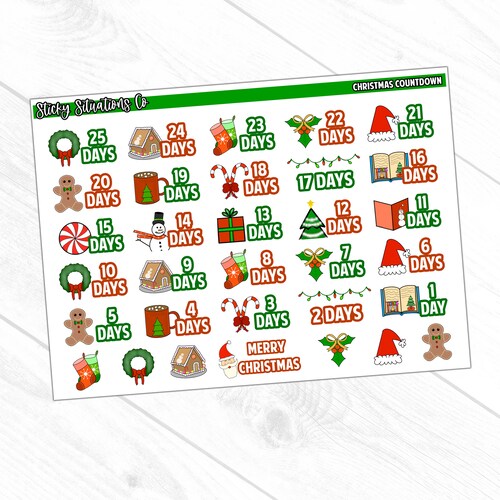 Christmas Countdown Planner Stickers Decorative & Functional - Etsy