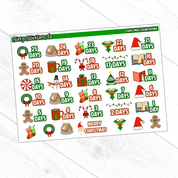 Christmas Countdown Stickers - Etsy