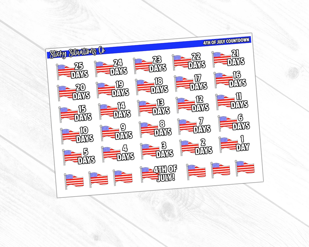 4th of July Countdown Planner Stickers 4th of July Countdown - Etsy