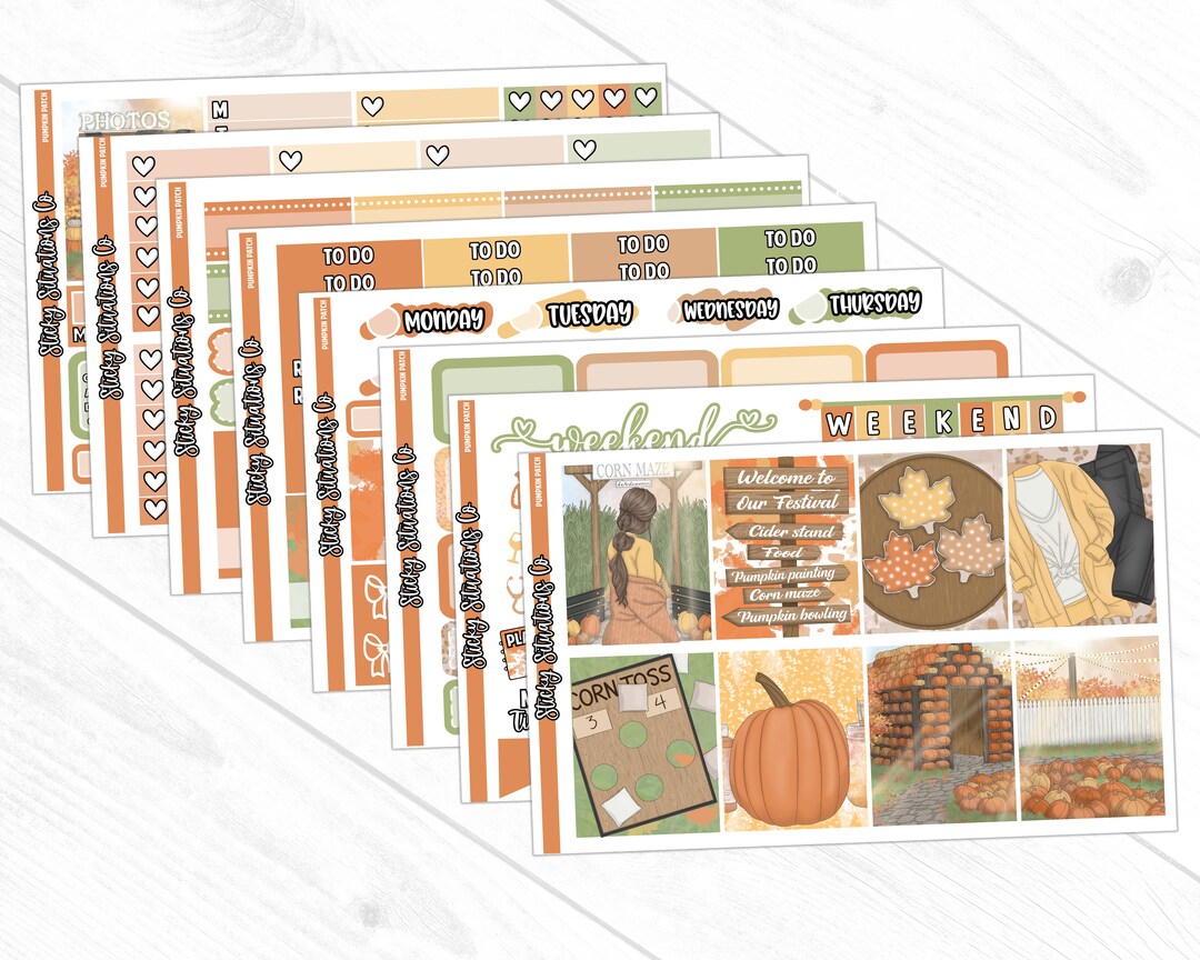 Pumpkin Patch Weekly Planner Sticker Kit Fits in Vertical - Etsy