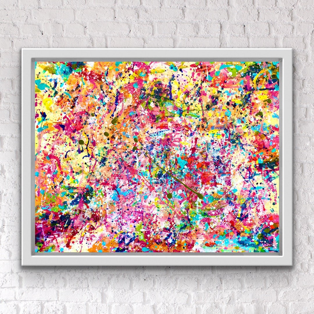 Contemporary Splatter Drip Abstract Painting. Colorful Preppy Modern ...