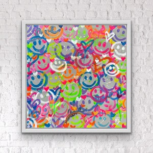 Graffiti Happy Face Pop Art. Teen, Tween Girl Bedroom Painting ...
