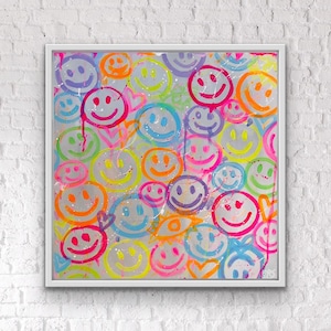 Graffiti Happy Face Pop Art. Teen, Tween Girl Bedroom Painting ...