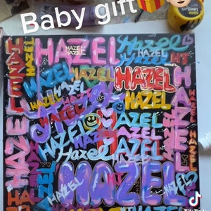Custom Graffiti Name Painting: Colorful Pop Street Art on Canvas - Etsy