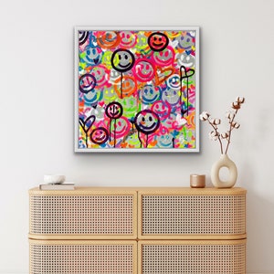 Graffiti Happy Face Pop Art. Teen, Tween Girl Bedroom Painting ...