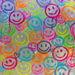 Graffiti Happy Face Pop Art. Teen, Tween Girl Bedroom Painting ...
