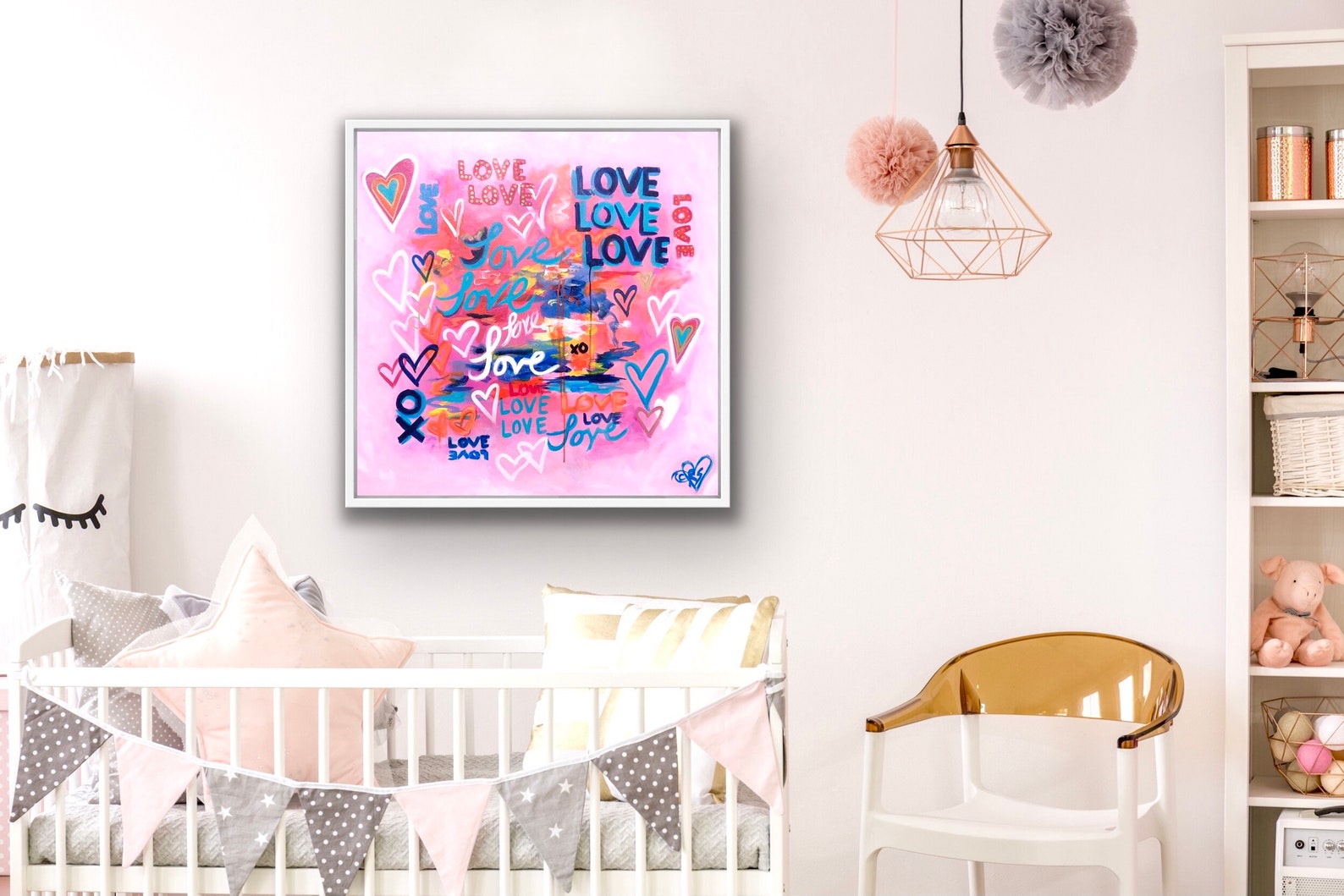 Large Original Pink Love Abstract Painting. Colorful Pop Heart | Etsy