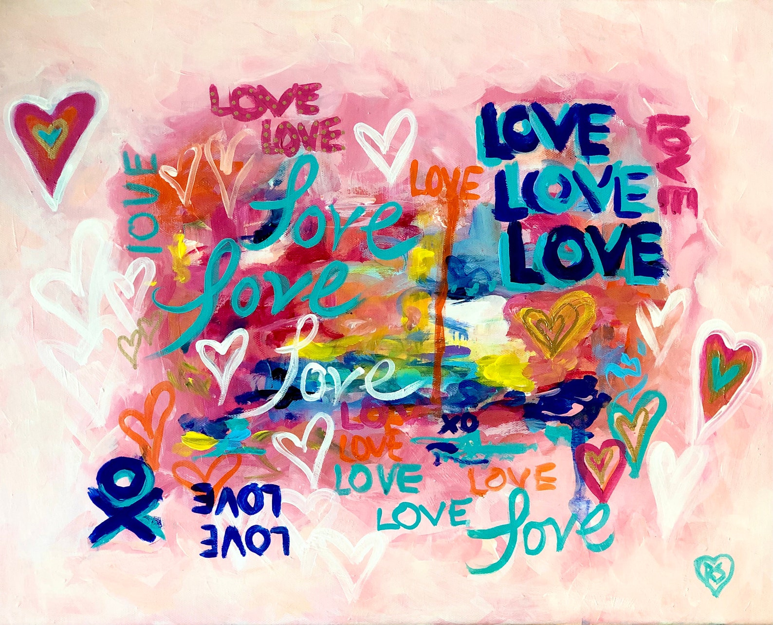 Large Original Pink Love Abstract Painting. Colorful Pop Heart | Etsy