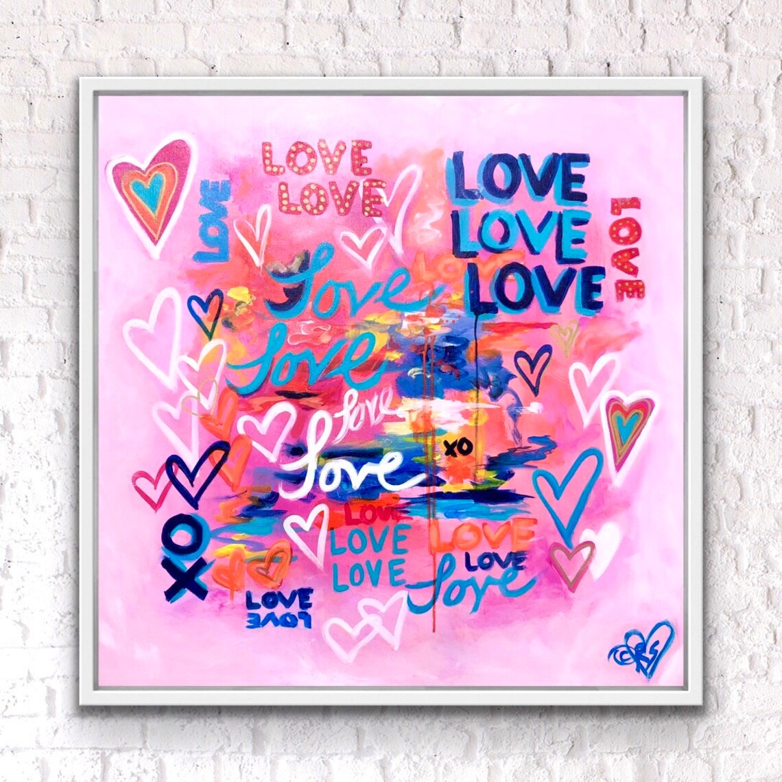 Large Original Pink Love Abstract Painting. Colorful Pop Heart | Etsy