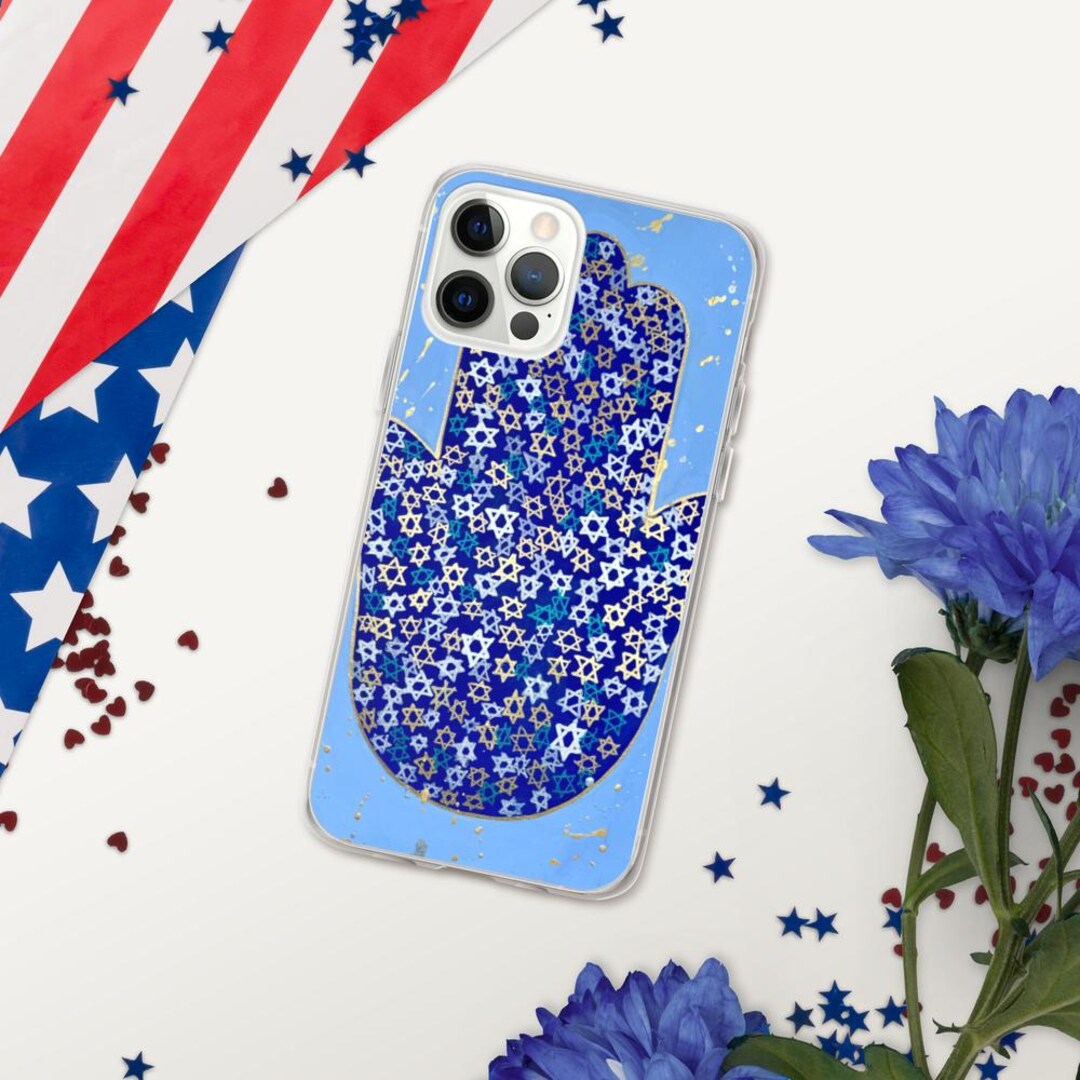 Jewish Star Hamsa Hand iPhone Case: Blue & White Art - Etsy