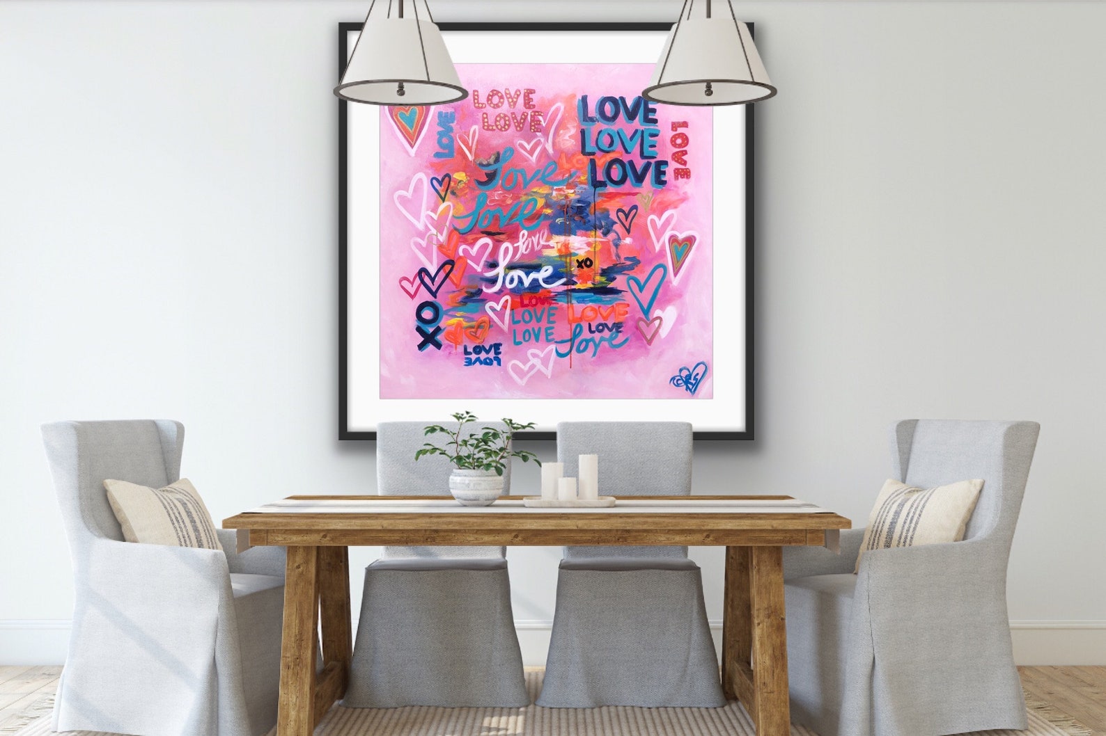 Large Original Pink Love Abstract Painting. Colorful Pop Heart | Etsy