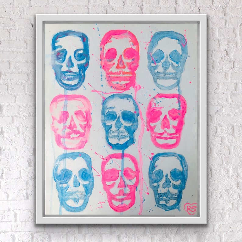 Pop Skull Painting. Fun Preppy Teen Girl Art. Contemporary | Etsy