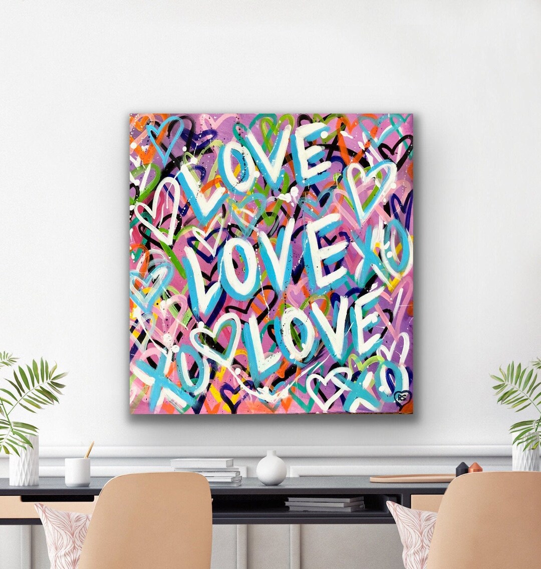 Teen, Tween Girl Pop Art. Abstract Graffiti Love Art. Preppy, Pink ...