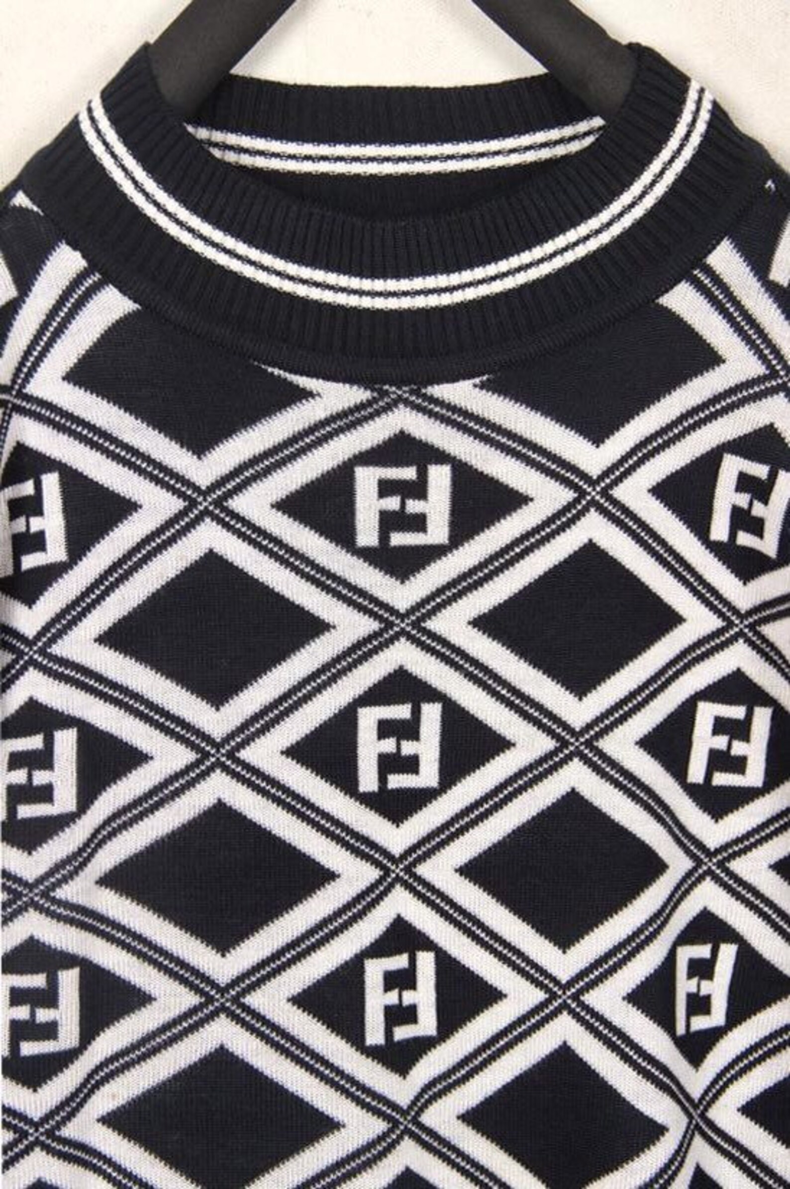 Sale1970's Fendi Monogram Kint Pullover Collect Waist Sweater Made in ...