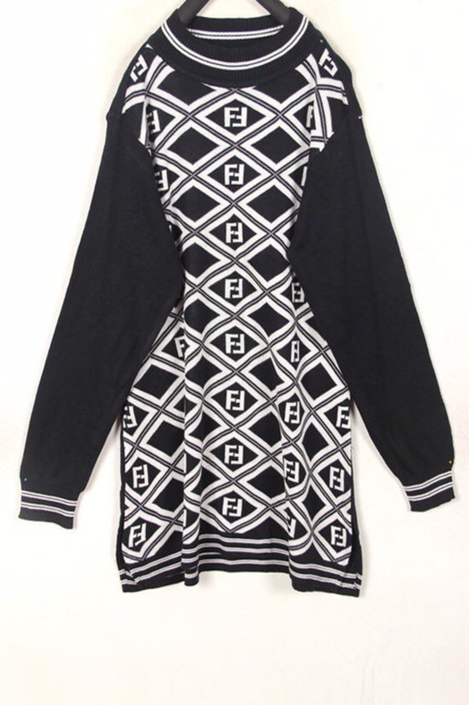 Sale1970's Fendi Monogram Kint Pullover Collect Waist Sweater Made in ...