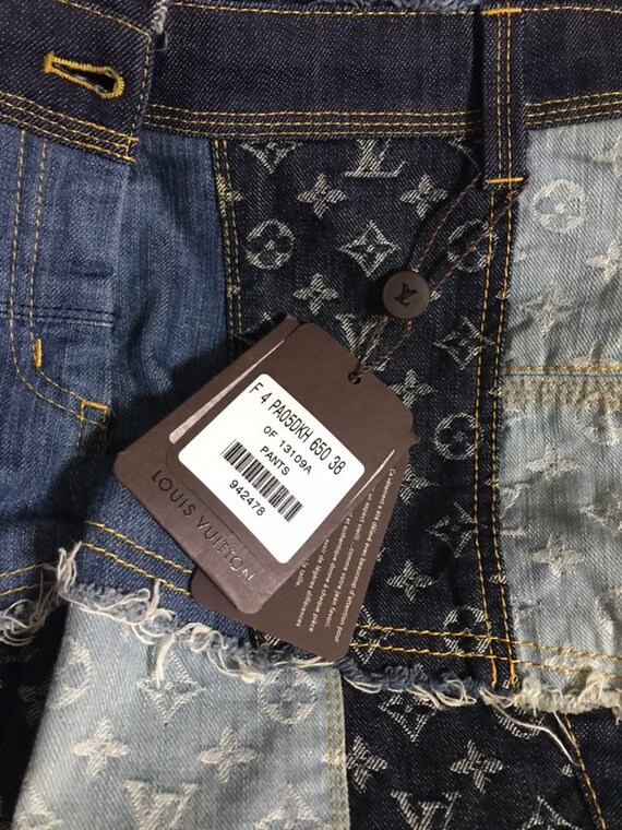 RARE!Louis Vuitton LV patchwork monogram denim jeans … - Gem