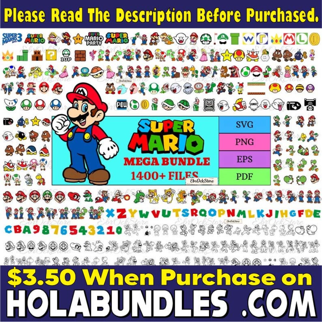 Super Mario SVG Bundle for Cricut and Sublimation, Mario Family Layered ...