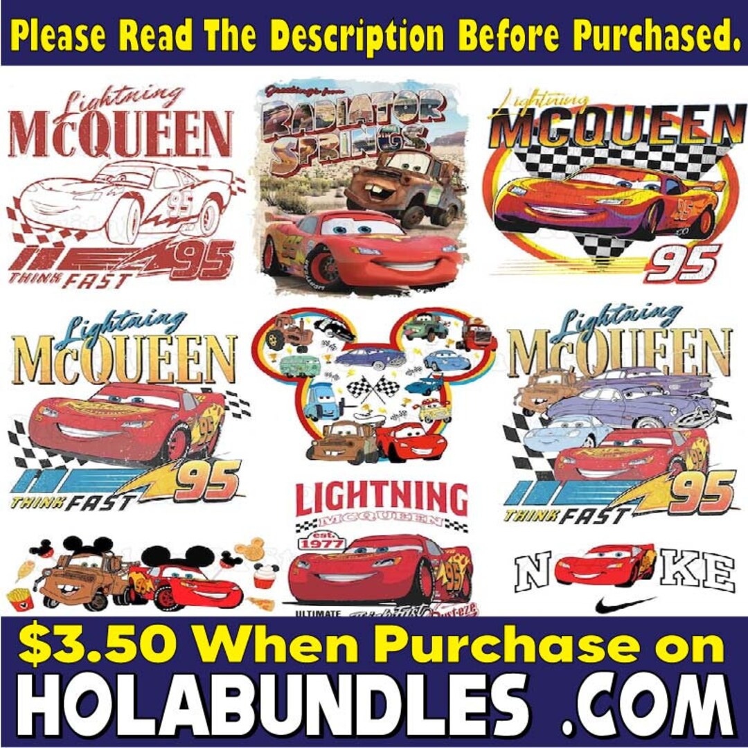 Retro Lightning Mcqueen PNG Bundle, Think Fast Cars Png, Rusteze Cars ...