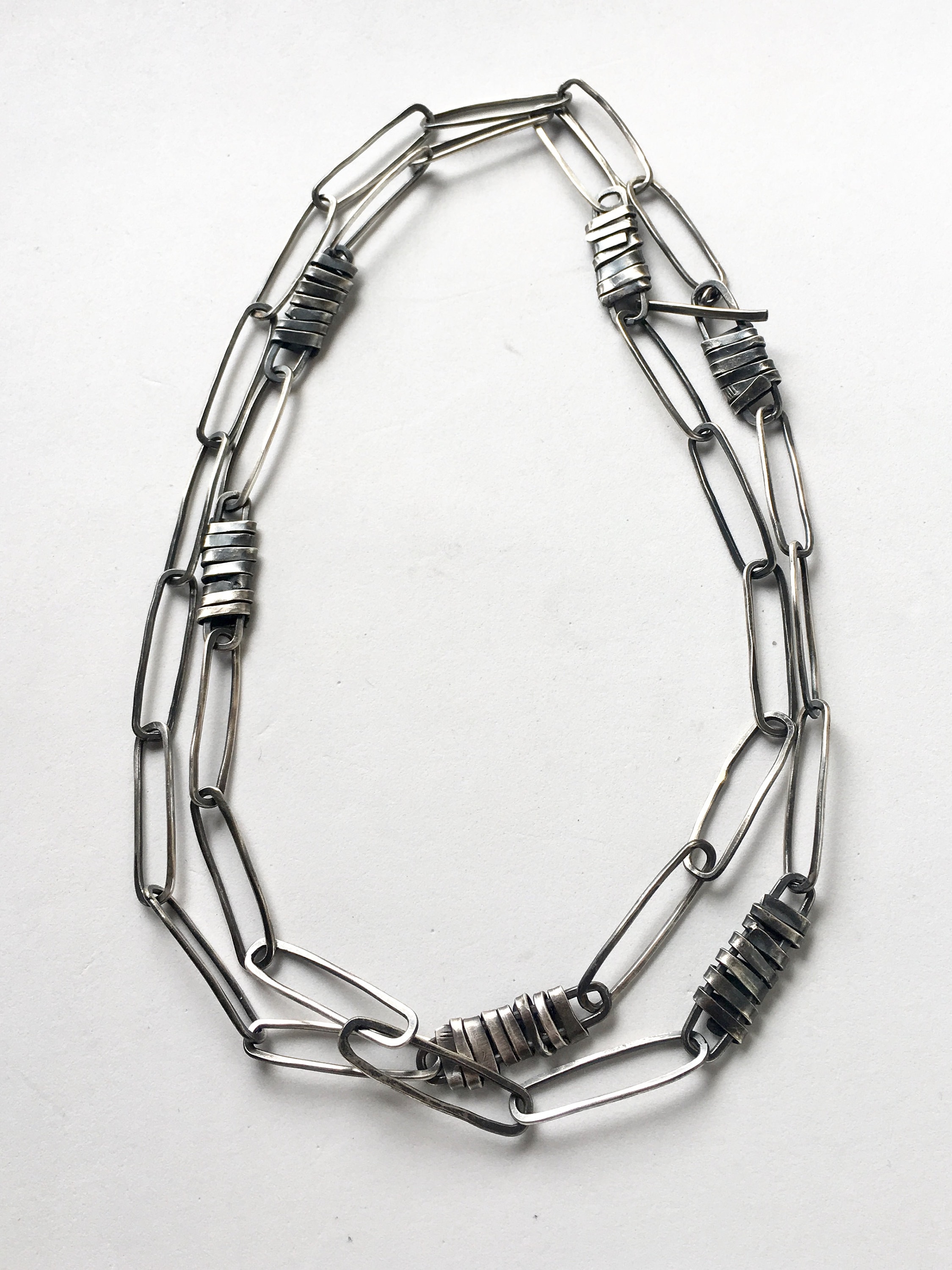 Large Sterling Silver Link Chain Necklace: Artistic Industrial Design ...