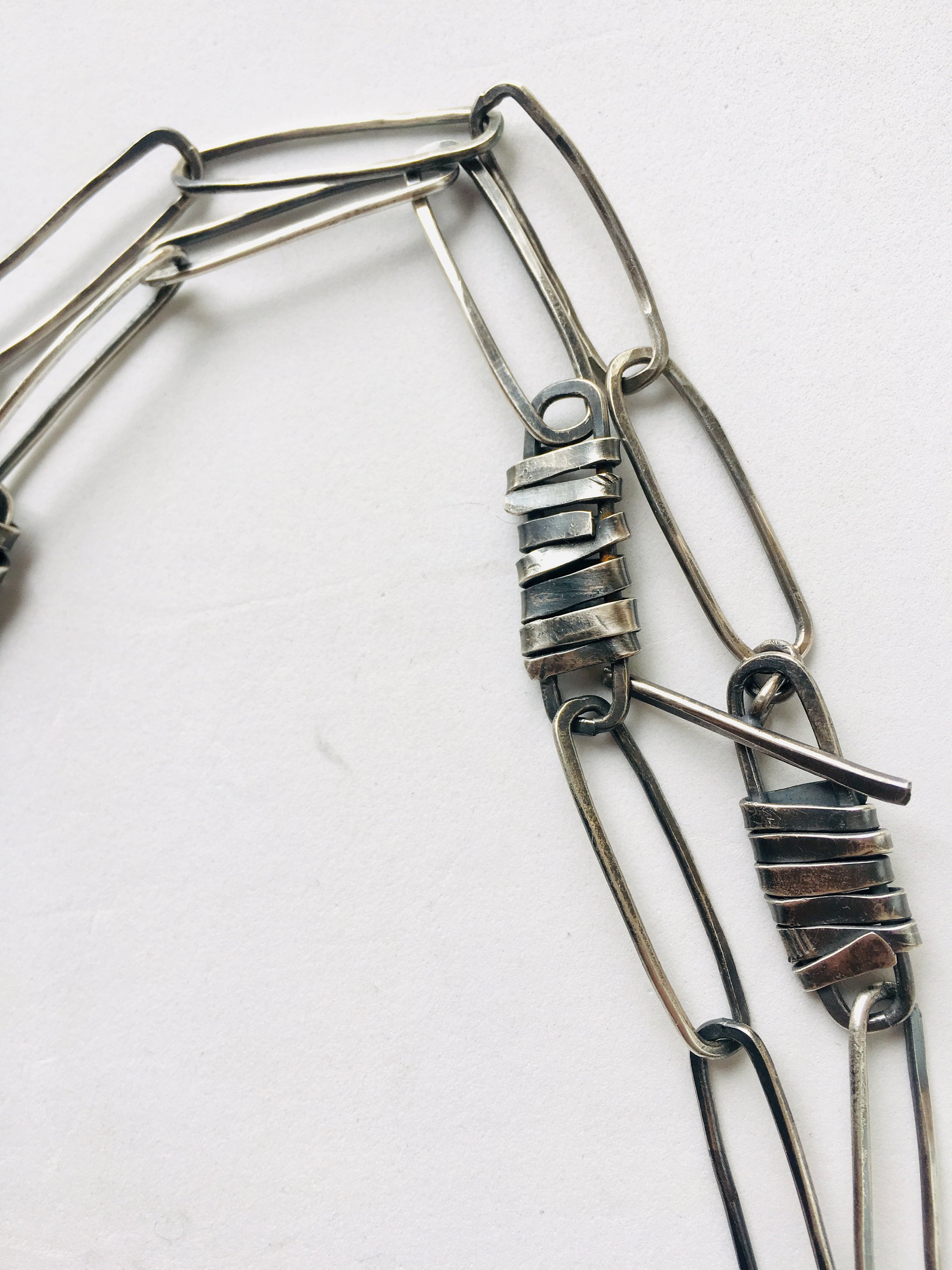 Large Sterling Silver Link Chain Necklace: Artistic Industrial Design ...