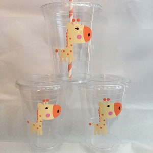 Giraffe Party Cups Baby Shower Gender Reveal Birthday Favor Cup Set ...