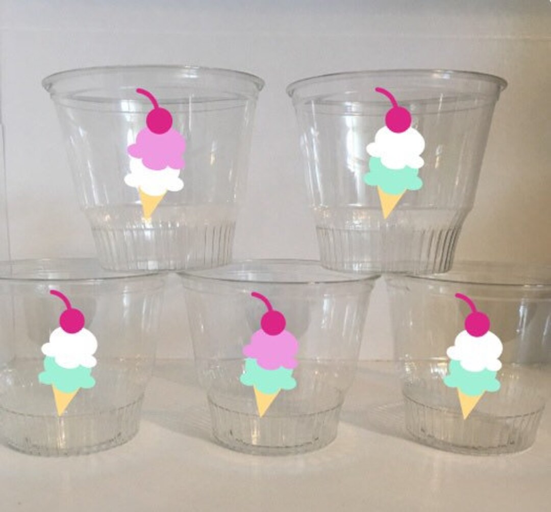 Ice Cream Cone Dessert Cups Birthday Party Food Drink Cup Set Icecream ...