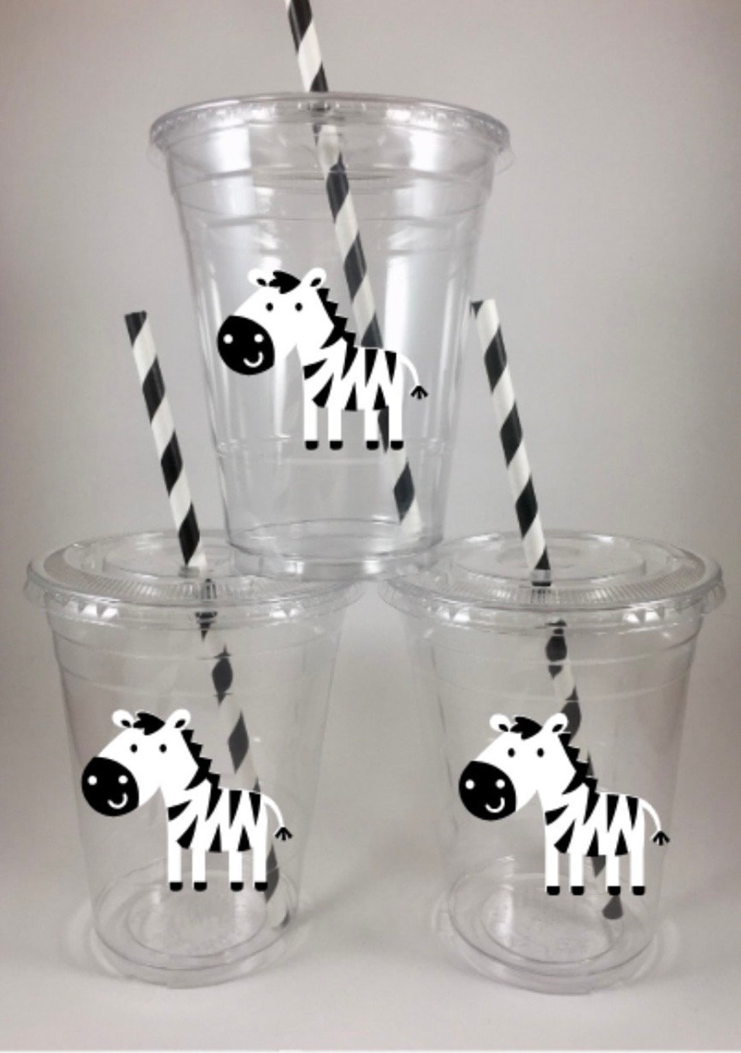 Zebra Party Cups Disposable Birthday Cup Set Zebras Zoo Animals ...